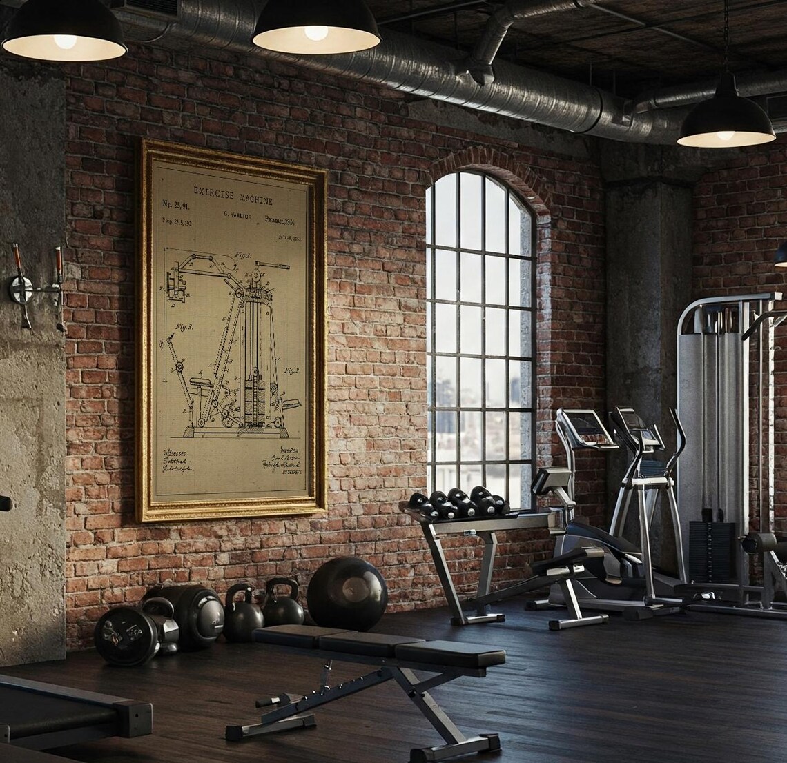 Vintage Gym Equipment Blueprint Poster – Digital Download, Retro ...