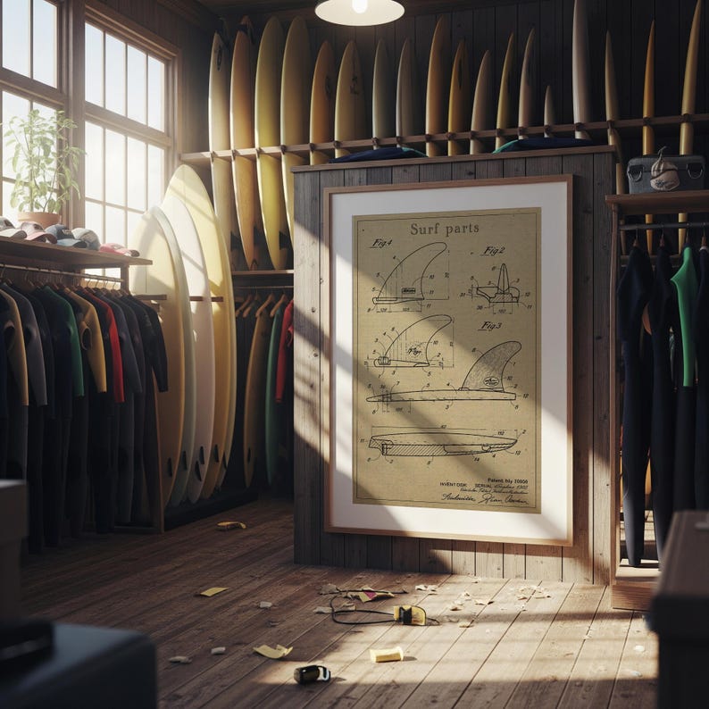 Retro Surfboard Parts Poster – Digital Download, Vintage Surf Wall Art ...