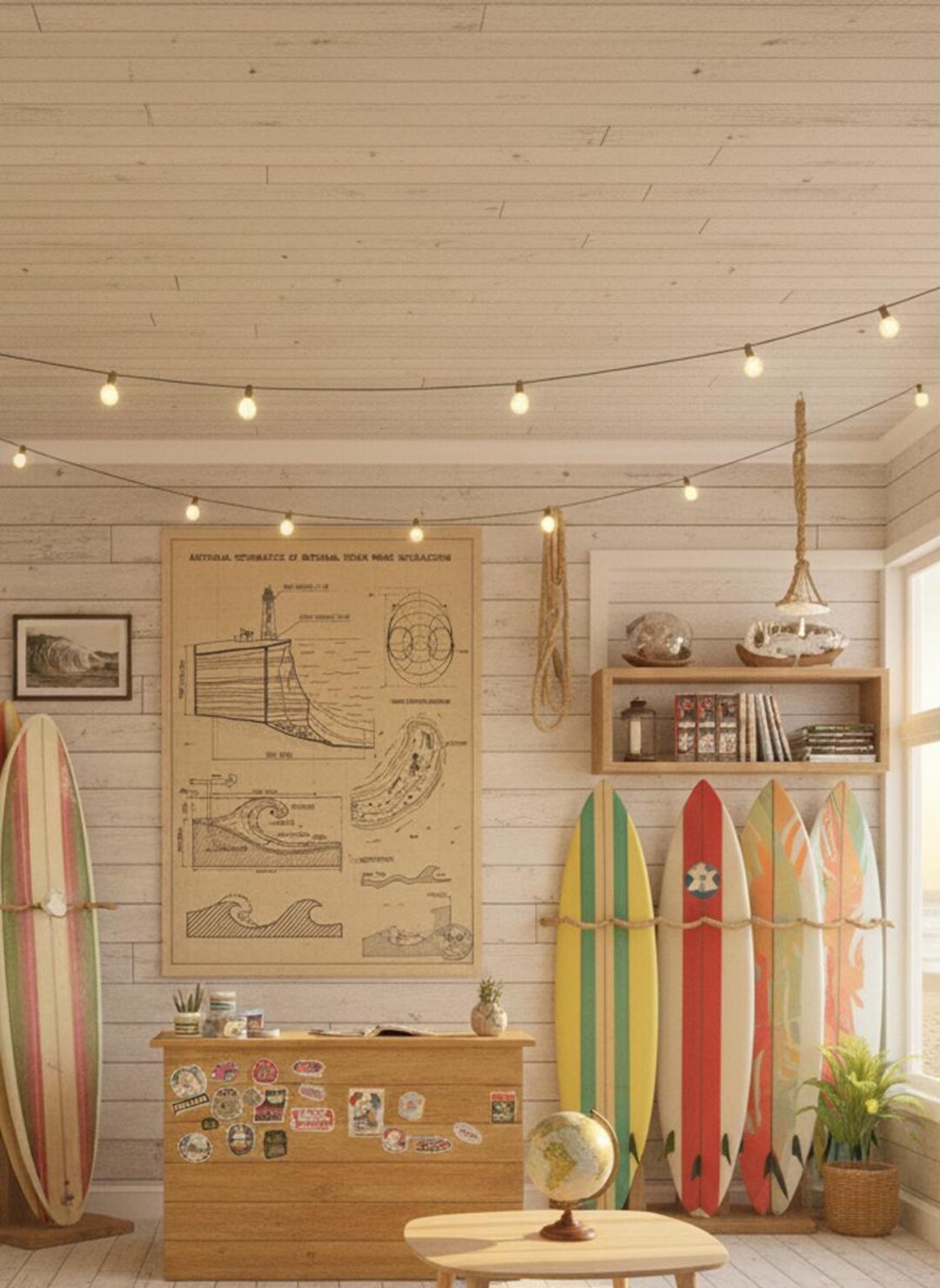 Wave Motion Schematic Poster | Surfing Diagram Wall Art | Coastal Decor ...