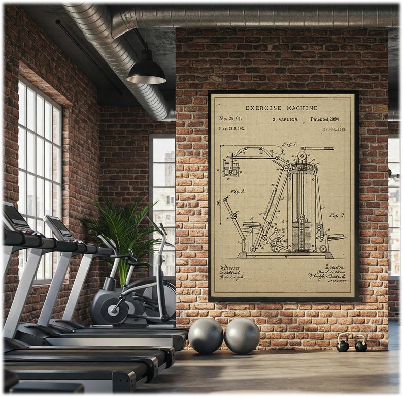 Vintage Gym Equipment Blueprint Poster – Digital Download, Retro ...