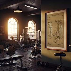 Vintage Gym Equipment Blueprint Poster: Retro Fitness Art (digital ...