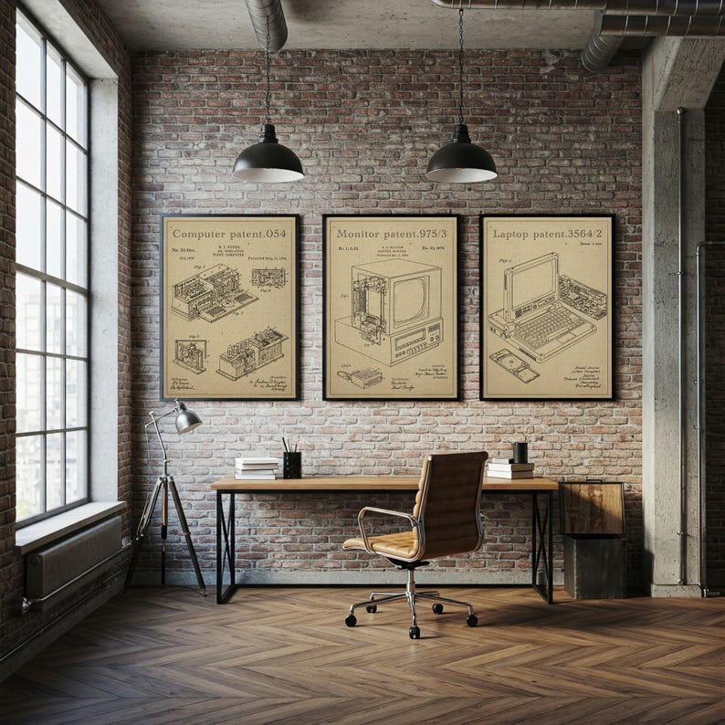 POSTER | Wall Art, Retro Computer Blueprint Posters: Tech Evolution Art ...