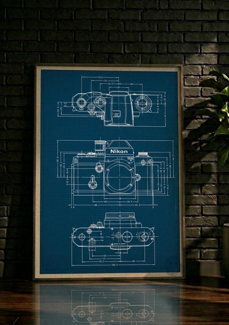POSTER | Wall Art, Nikon Camera Patent Print, Retro Blueprint Art ...