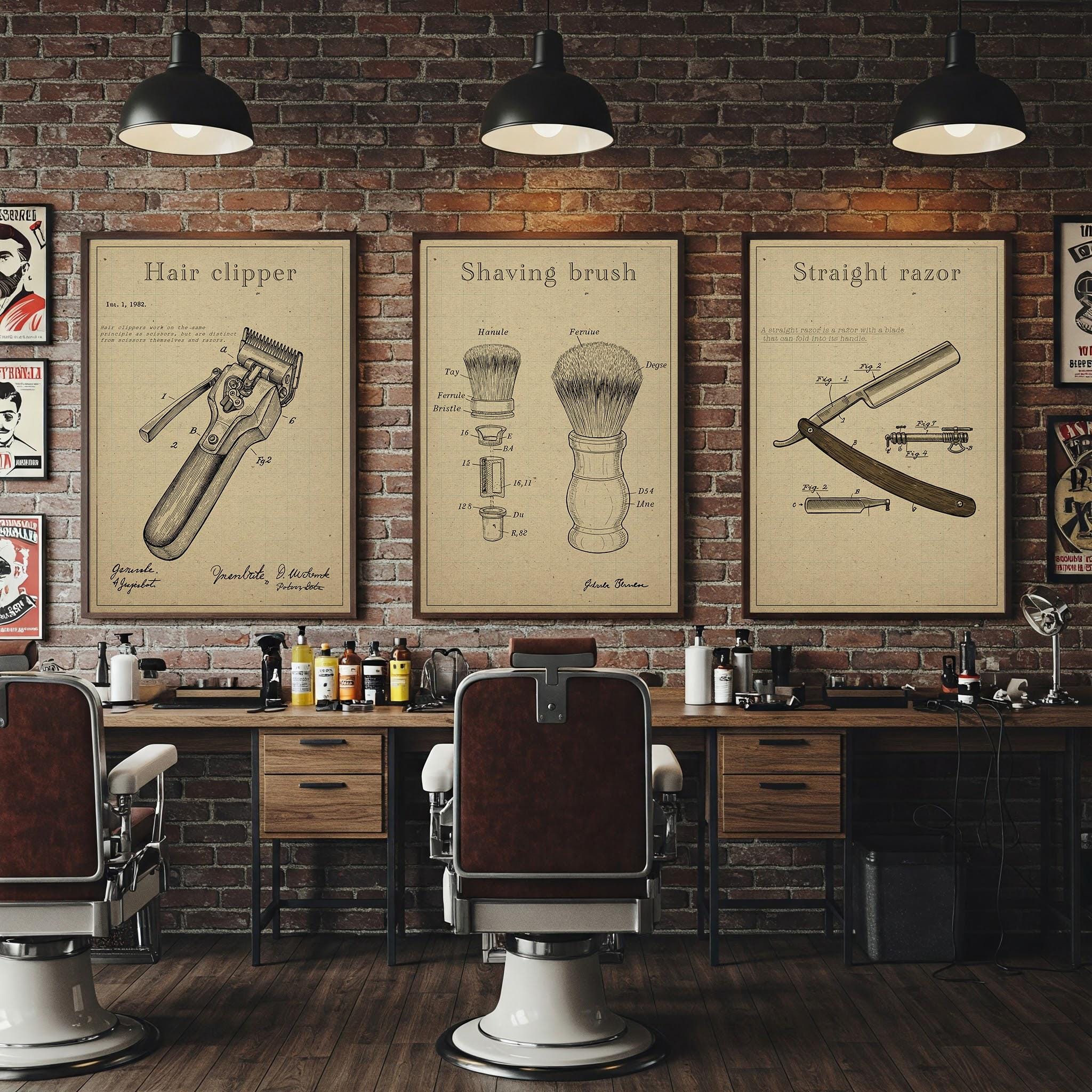 Set of 3 Barbershop Posters, Vintage Barber Shop Posters, Wall Art ...