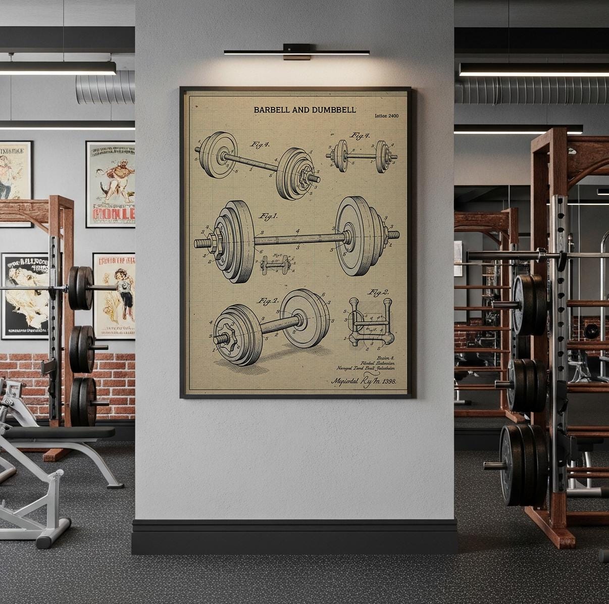 Gym Poster – Vintage Printable Blueprint, Sport Decor - Etsy