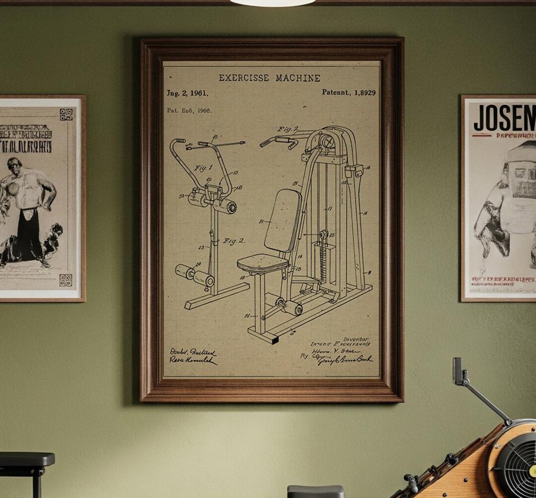 Vintage Gym Equipment Blueprint Poster: Retro Fitness Art (digital ...