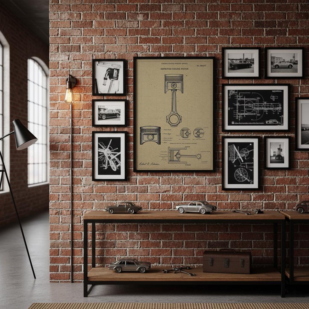 Engine Piston Patent Print | Automotive Blueprint Wall Art | Retro ...