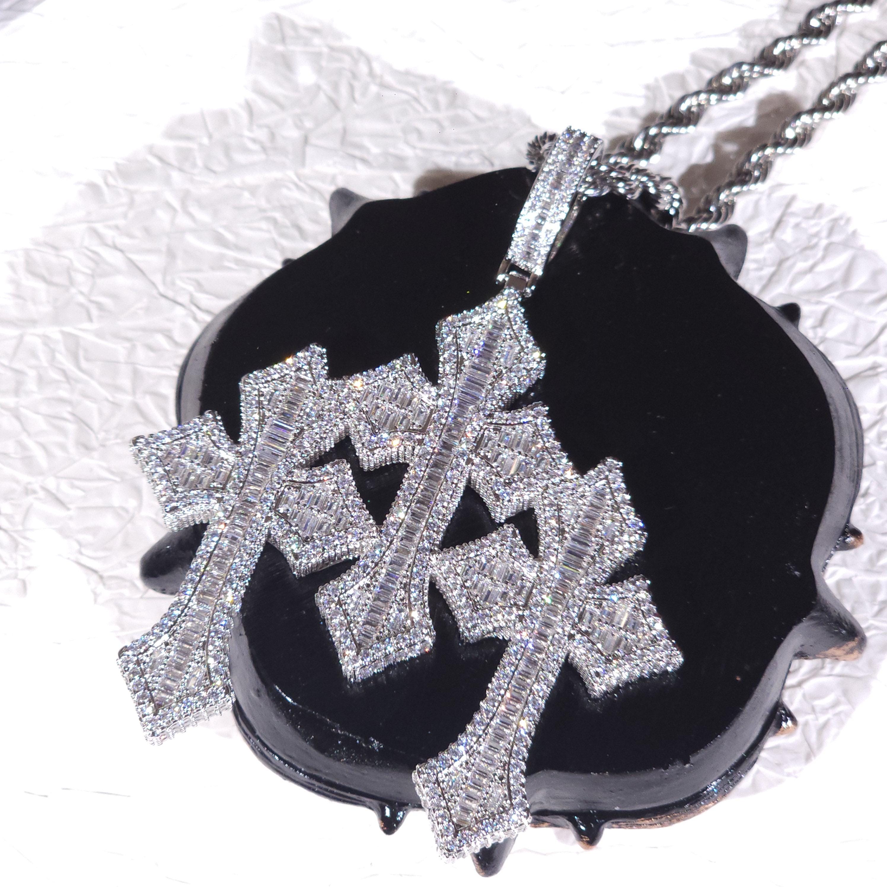 Iced Out Micro Pave Diamond Cross Pendants Necklace: Hip Hop Memorial ...
