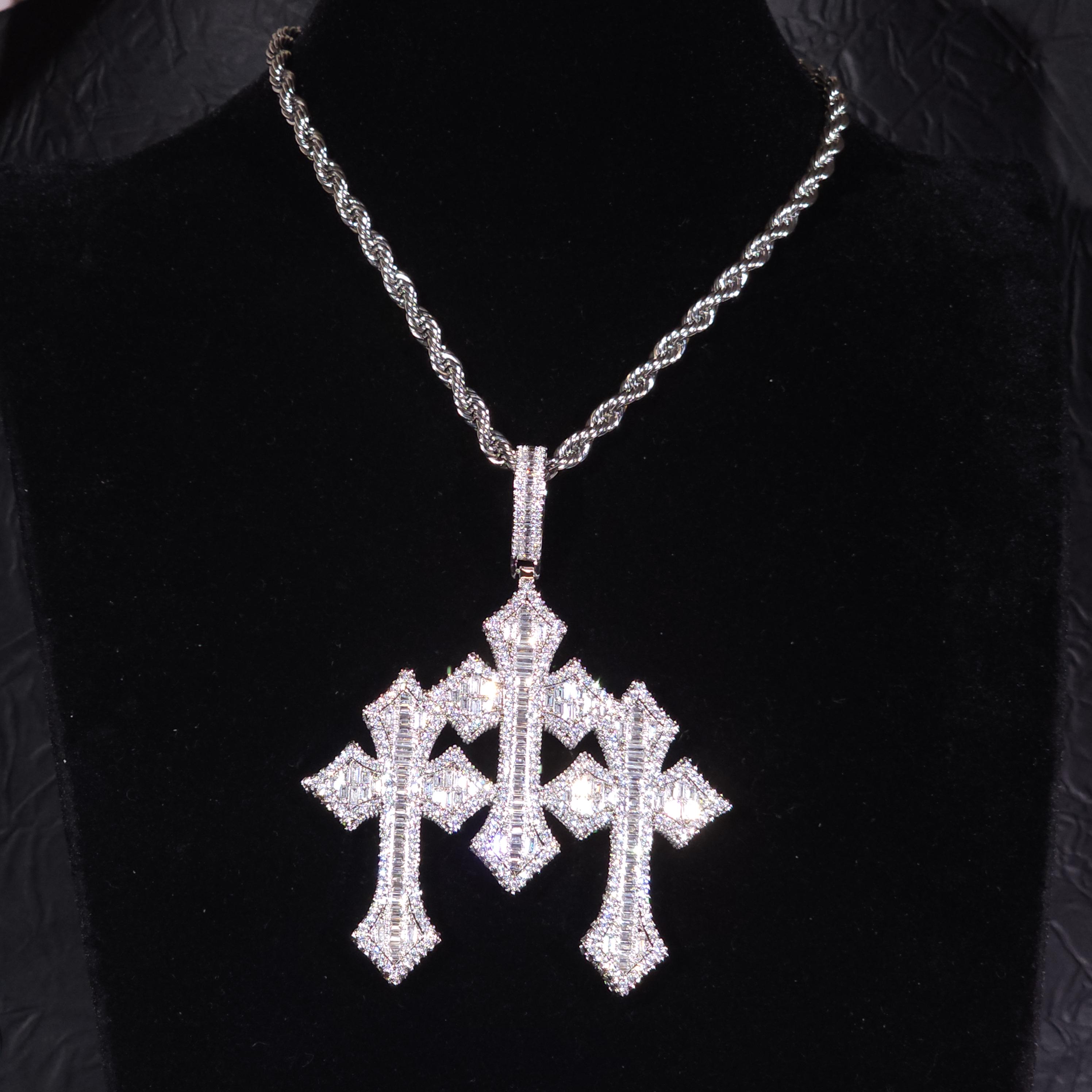 Iced Out Micro Pave Diamond Cross Pendants Necklace: Hip Hop Memorial ...