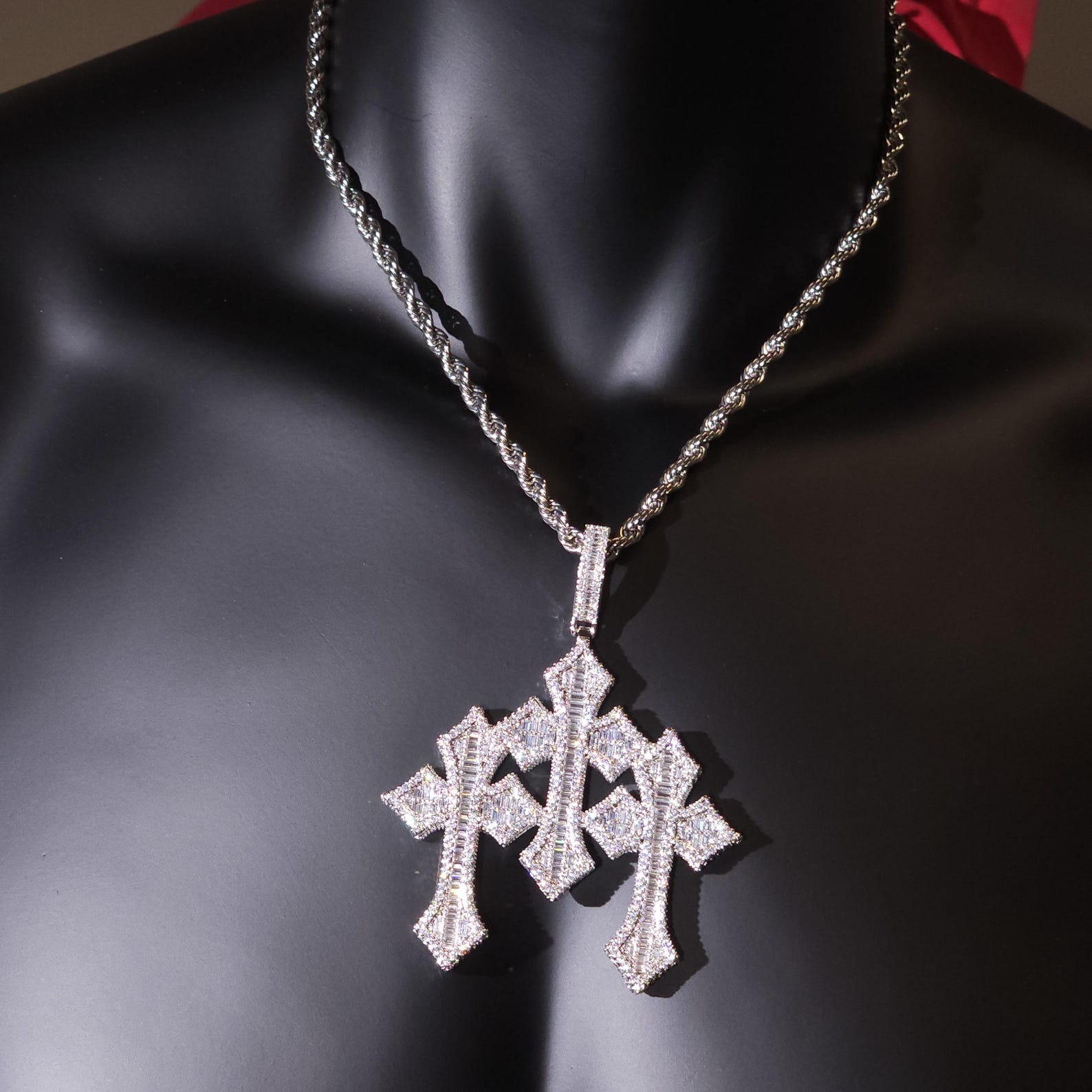Iced Out Micro Pave Diamond Cross Pendants Necklace: Hip Hop Memorial ...