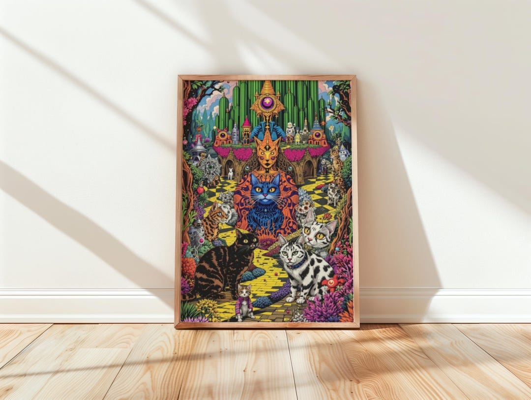 Wizard of Paws – Whimsical Wizard of Oz Cat Art Print, Fantasy Feline ...