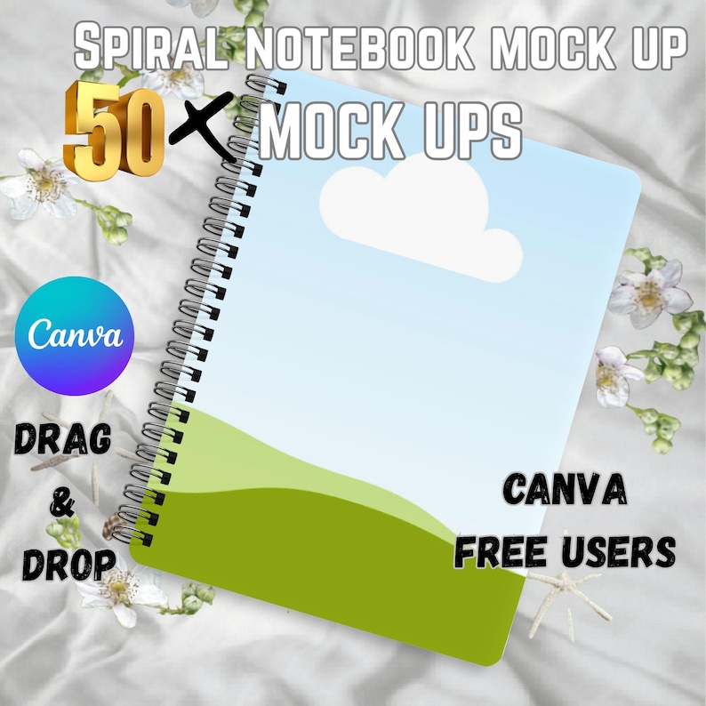 50 Spiral Notebook Mockups | Canva Editable Templates (digital Download ...