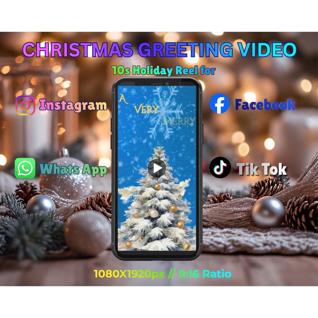 Animated Christmas Greeting Video, Social Media Reel (digital Download ...