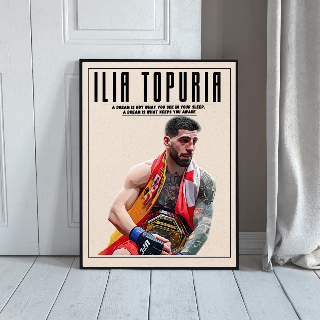 Poster Reproduction Film Poster, Ilia Topuria UFC, Vintage, HQ Wall ...
