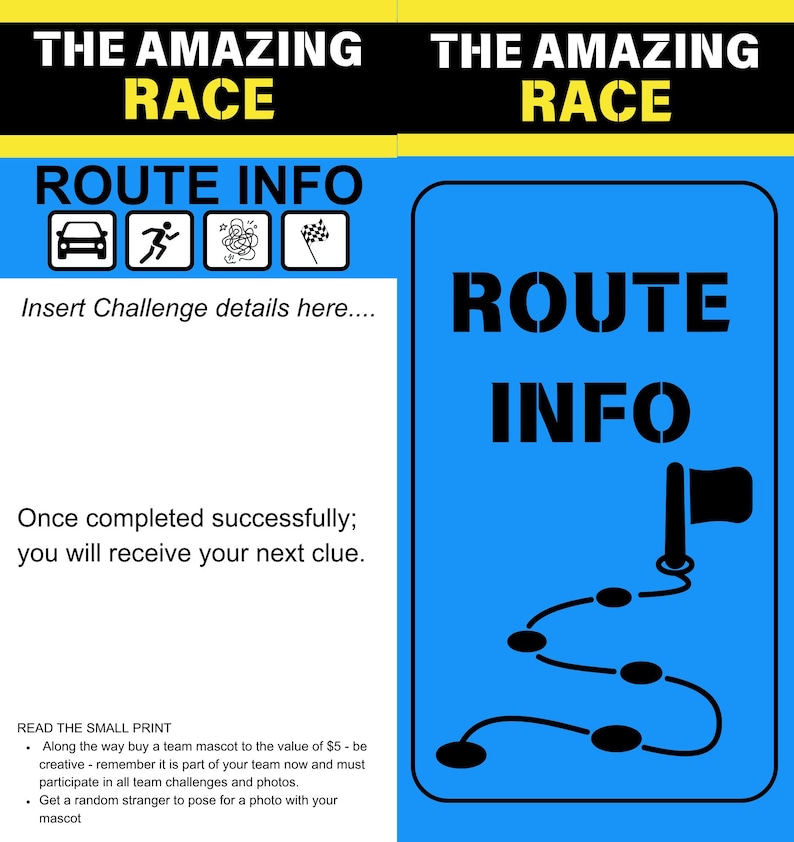 Amazing Race Clues. Printable Template. - Etsy
