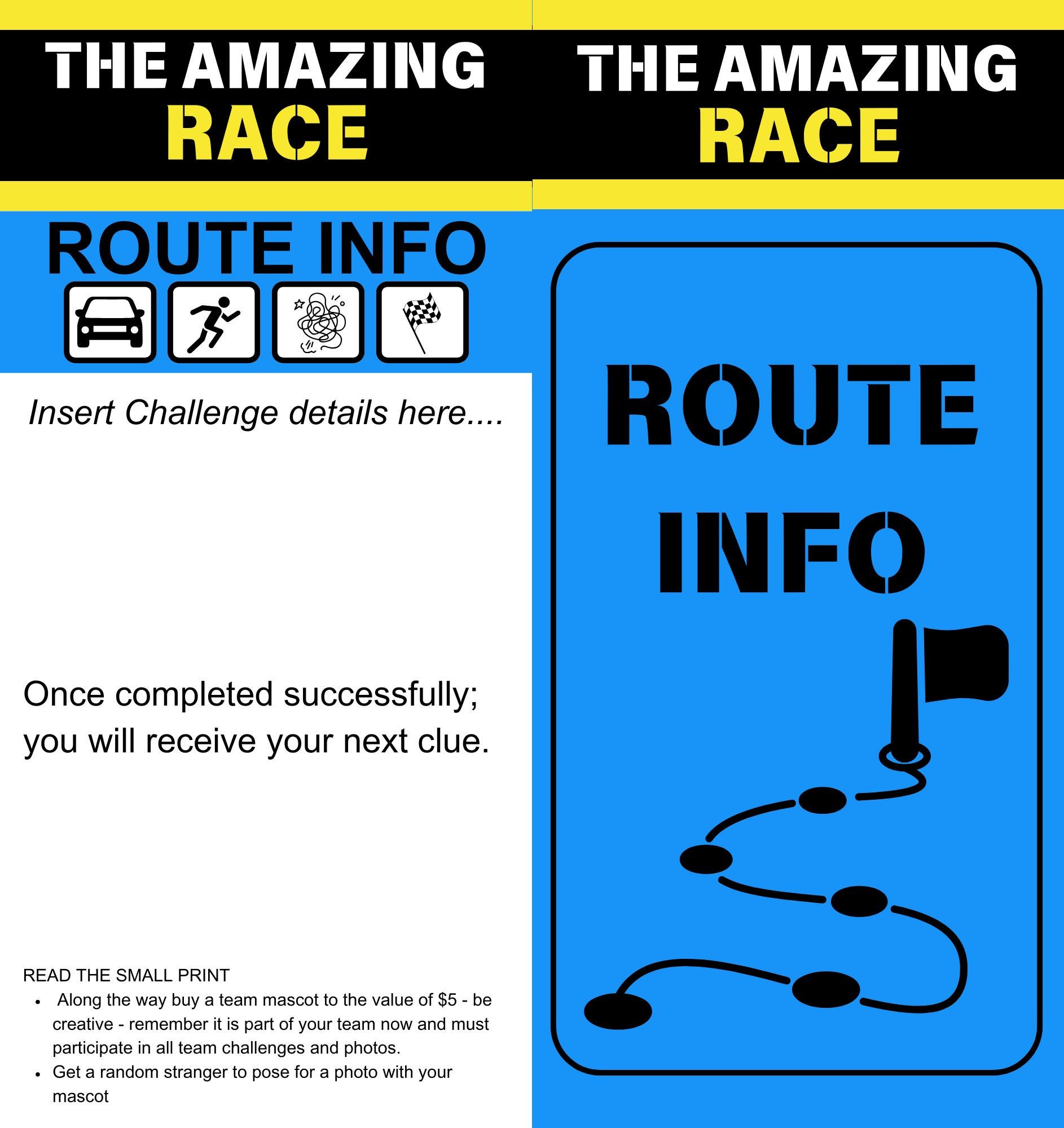 Amazing Race Clues. Printable Template. - Etsy