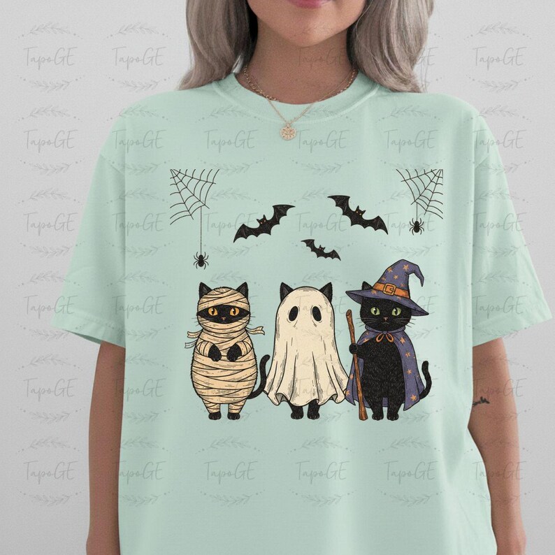 Halloween Cat Trio PNG, Mummy Ghost Witch Cats (digital Download) - Etsy