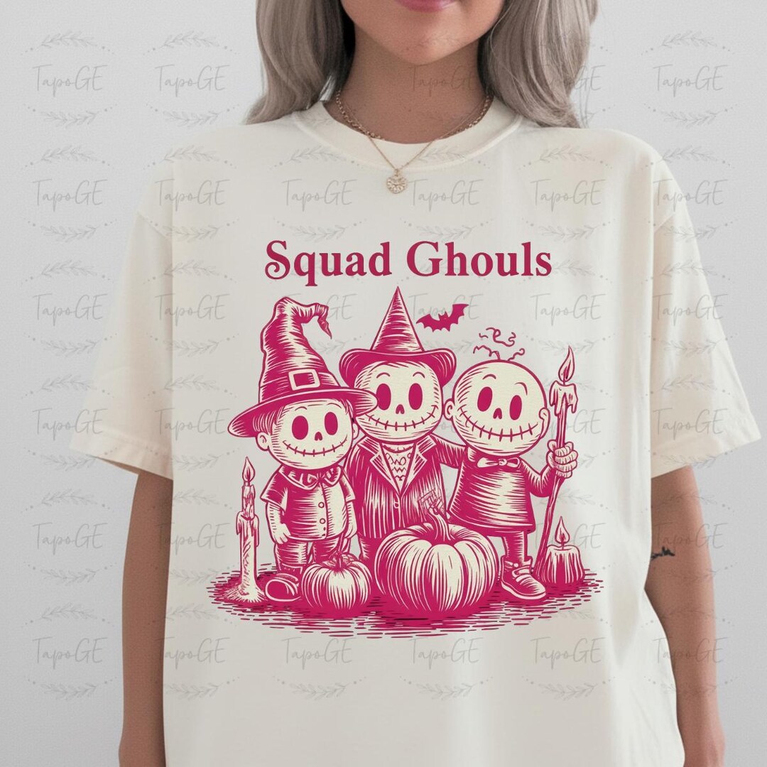 Squad Ghouls Halloween PNG: Creepy Cute Pumpkin Trio, Spooky Group ...