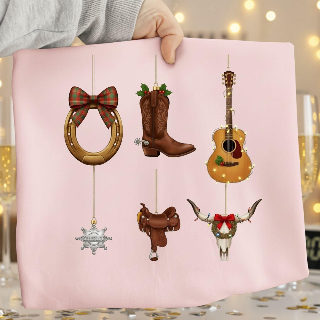 Western Christmas Ornaments PNG Clipart Bundle, Cowboy Holiday Decor ...