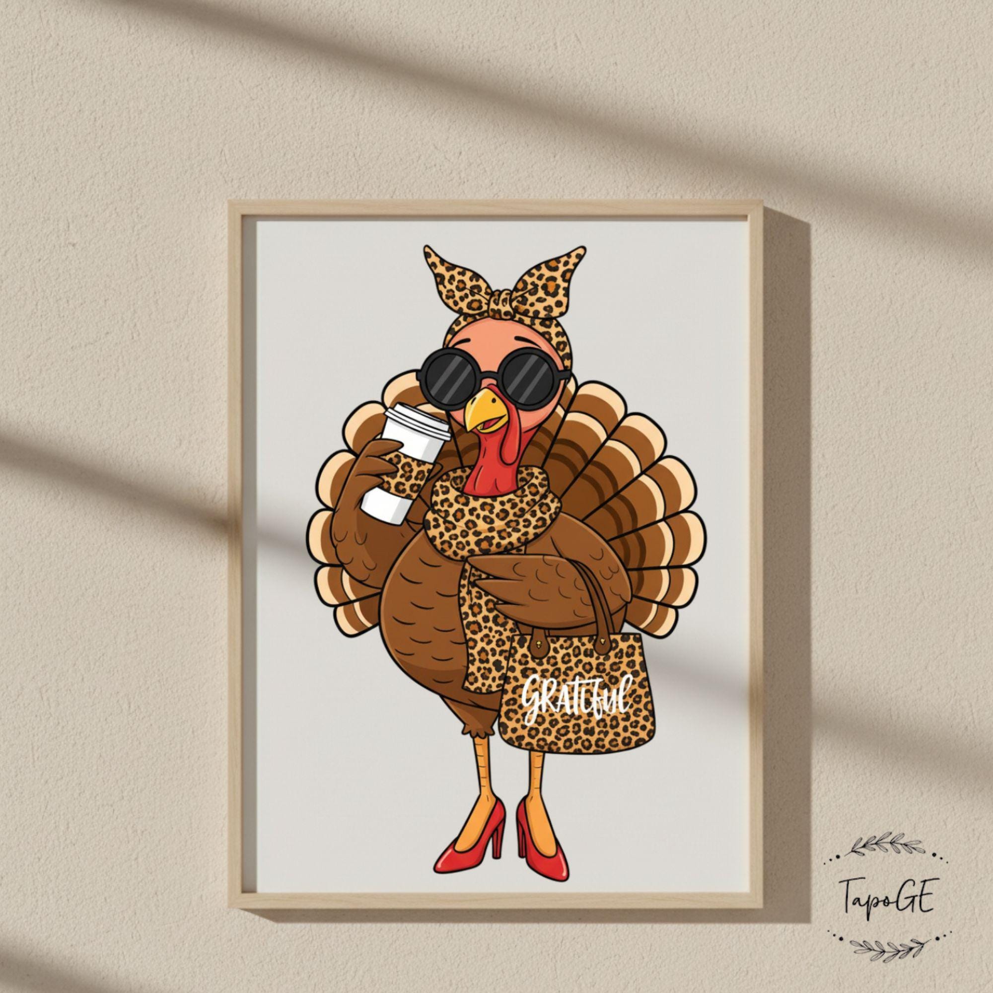 Leopard Turkey Diva PNG: Preppy Thanksgiving Clipart (digital Download ...