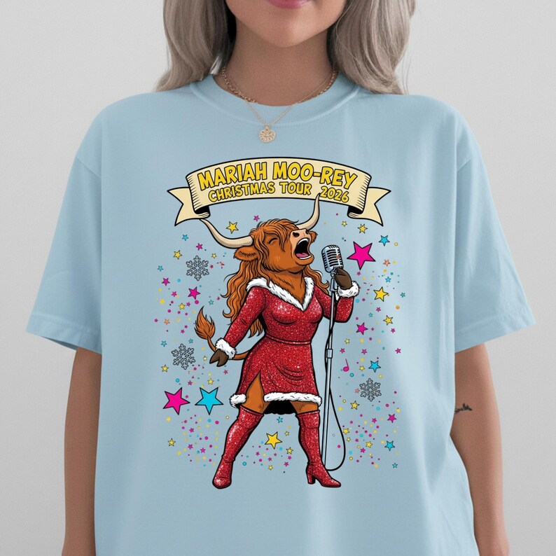 Mariah Moo-rey Highland Cow Diva PNG, Funny Christmas Design (digital ...