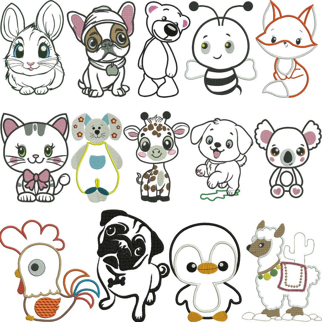Animal Applique Embroidery Design, Baby Animal Embroidery, Safari ...