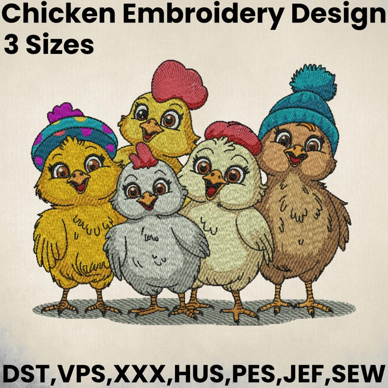 Chicken Embroidery Design, Chicken Family Embroidery, Crazy Chicken ...
