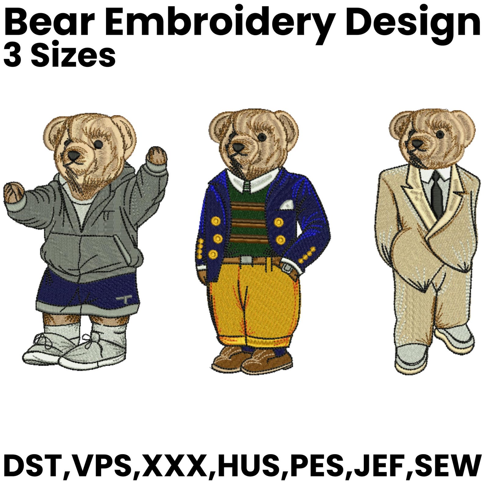 Bear Embroidery Designs, Fashion Teddy Bear Embroidery, Teddy Bear in ...