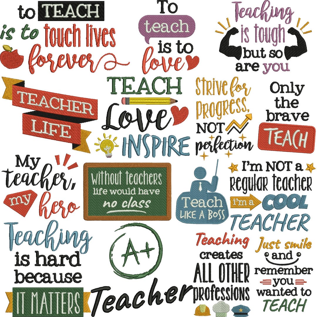 Teacher Embroidery Design, Teaching Quotes Embroidery, Teaching is My ...