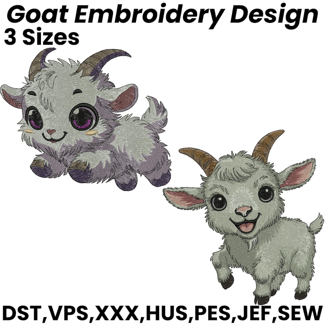 Goat Embroidery Design, Baby Goat Embroidery Design, Mini Goat ...