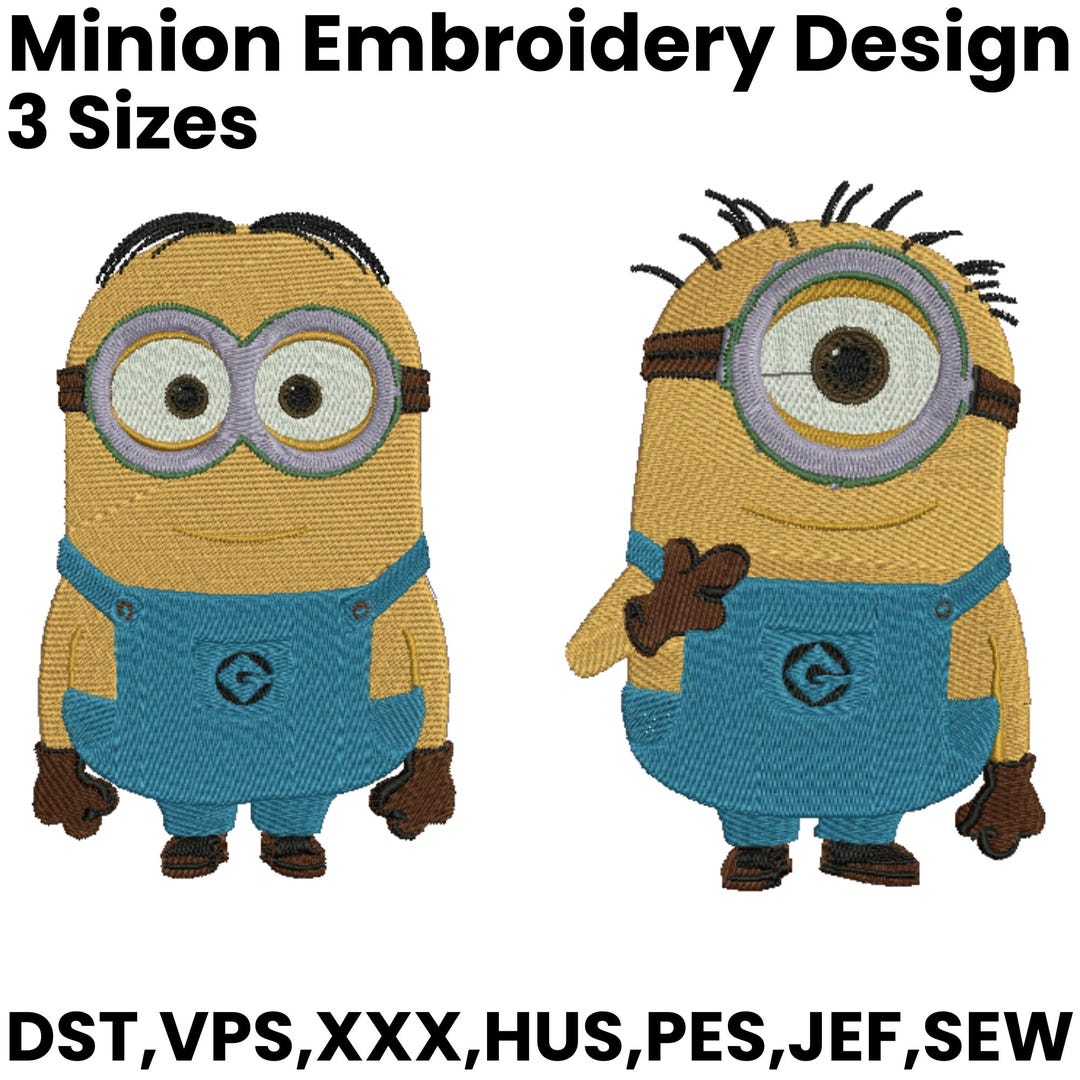 Minions Embroidery Design, Minion Embroidery, Minion Triple Embroidery ...