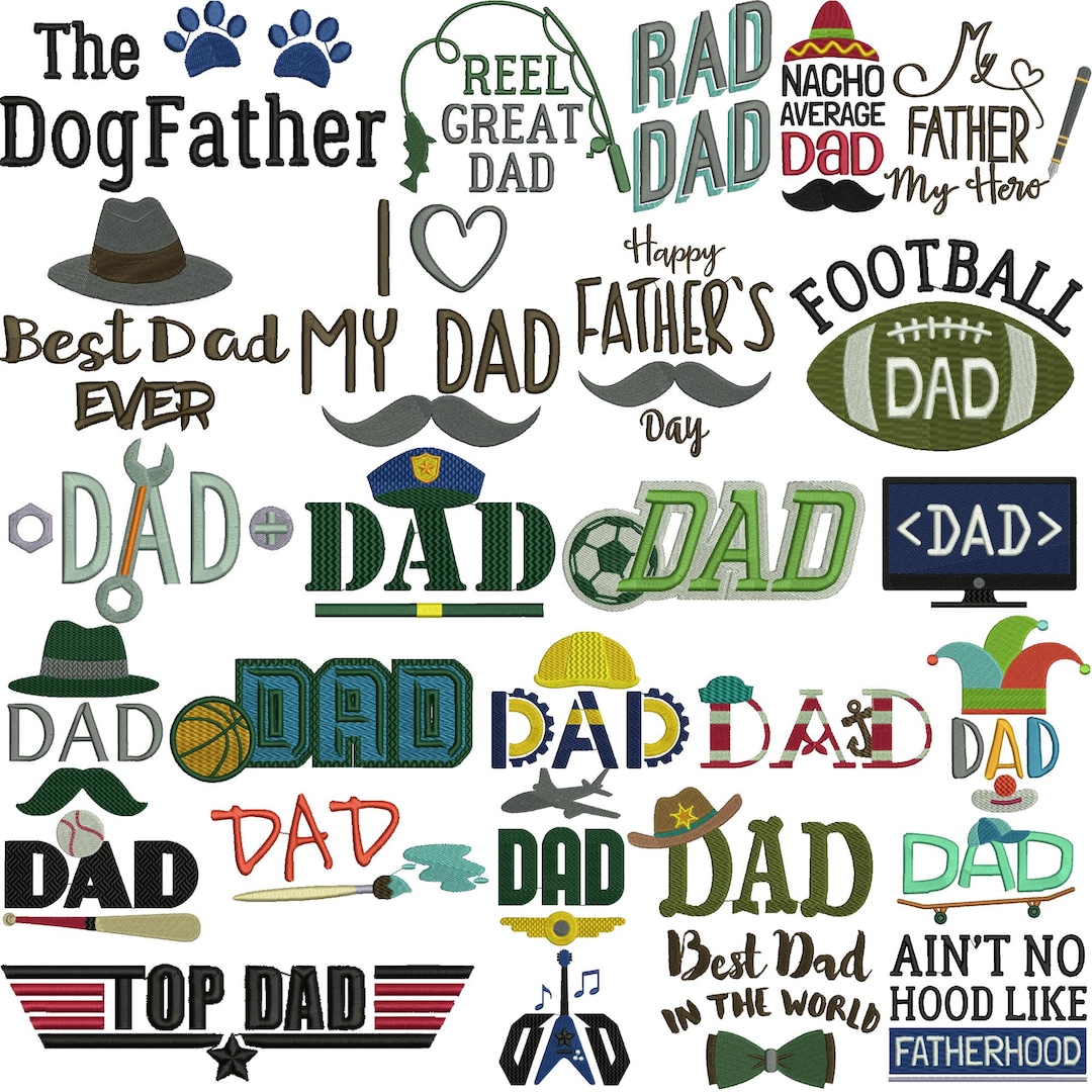 Dad Embroidery Design, Fathers Day Embroidery, Dad Saying Embroidery ...