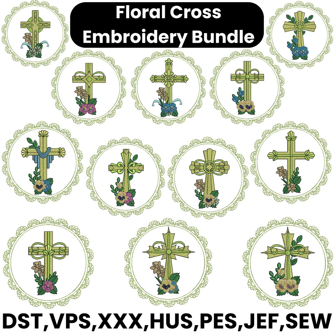 Cross Embroidery Design, Floral Cross Embroidery, Fancy Cross ...