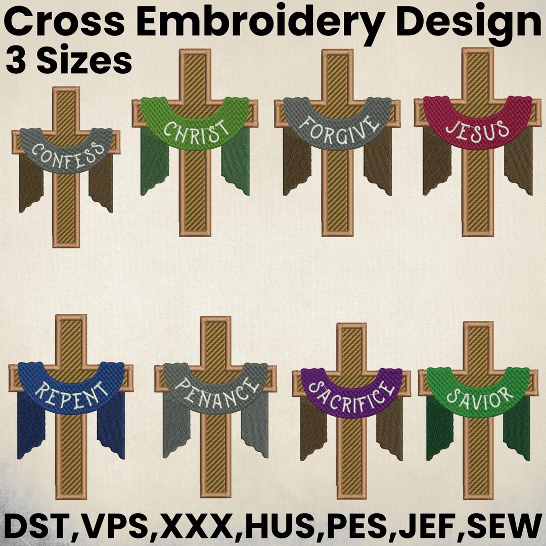 Cross Embroidery Design, Christian Cross, Easter Cross Embroidery ...