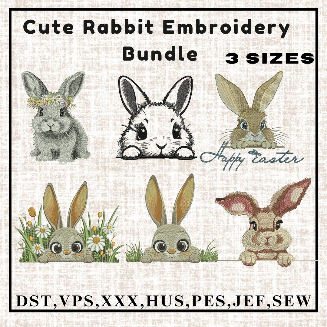 Bunny Embroidery Collection,vintage Animal Embroidery Designs,easter ...