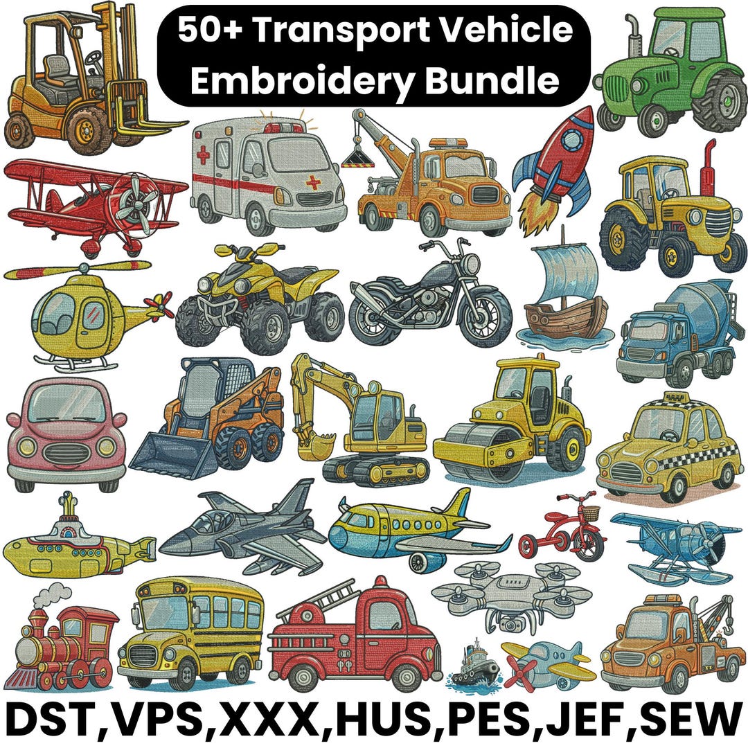 All Transport Vehicle Embroidery Design, Car Embroidery, Plane ...