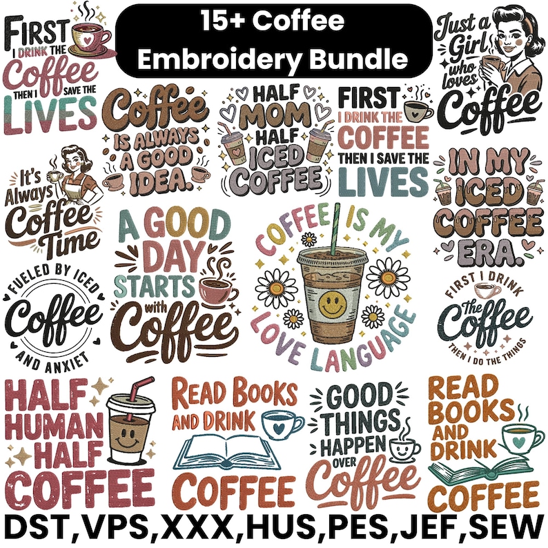 Coffee Embroidery Design, Coffee Quotes Embroidery, Cappuccino ...