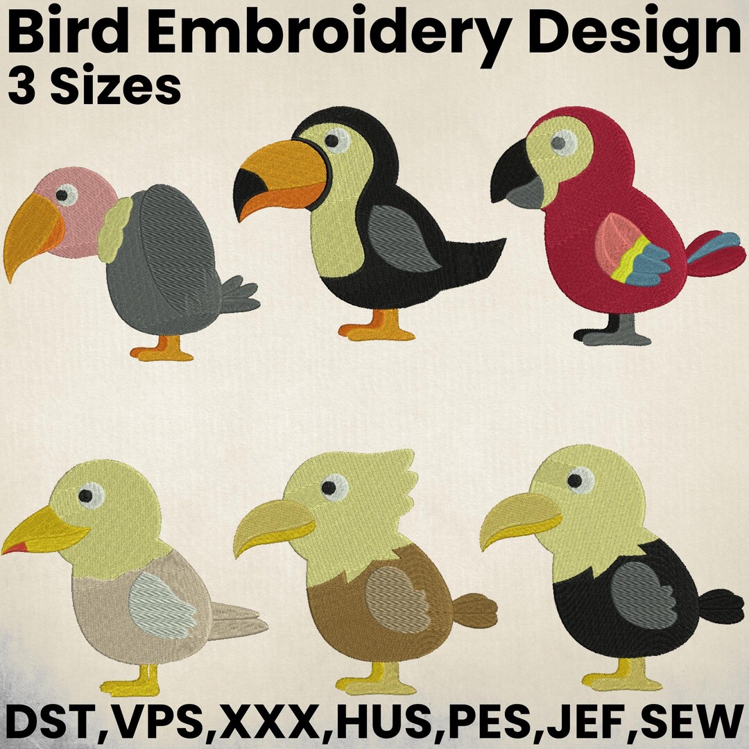 Bird Embroidery Design, Doodle Bird Embroidery Design, Doodle Bird and ...