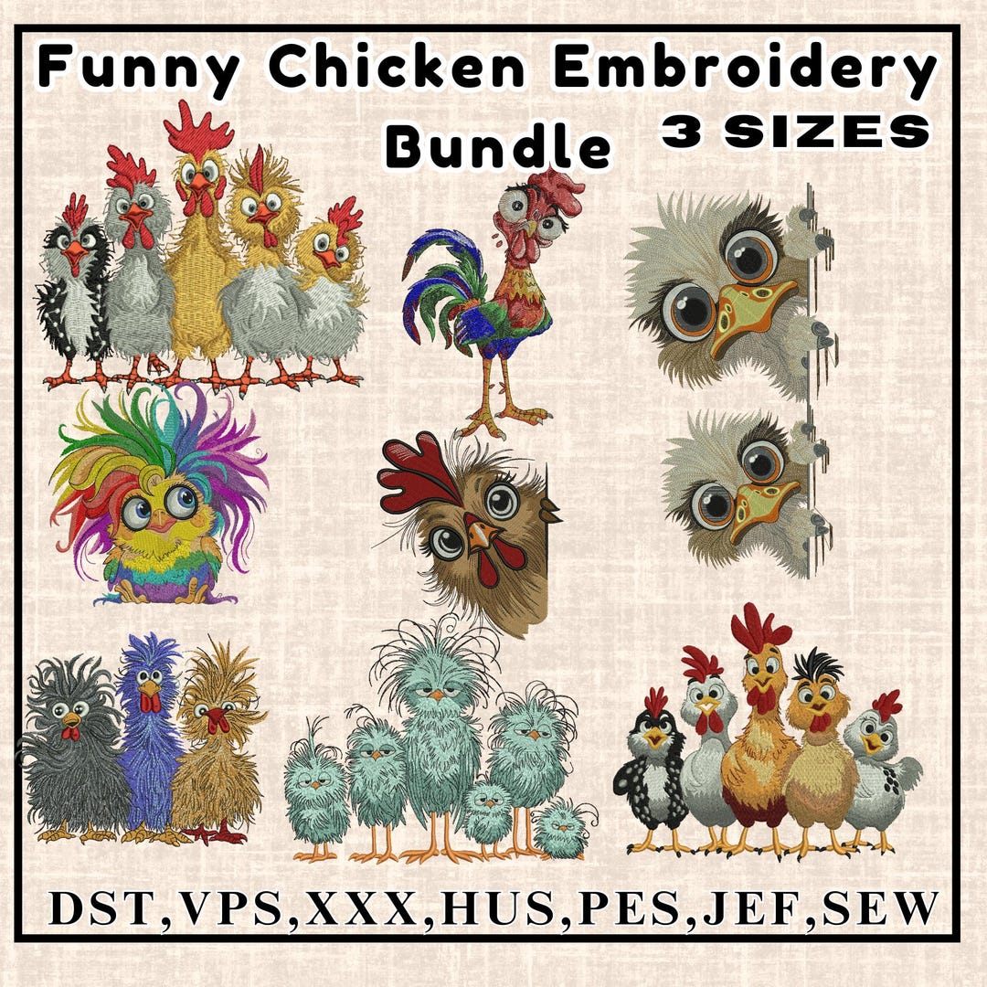 Funny Chicken Embroidery File, Chicken Machine Embroidery Design ...