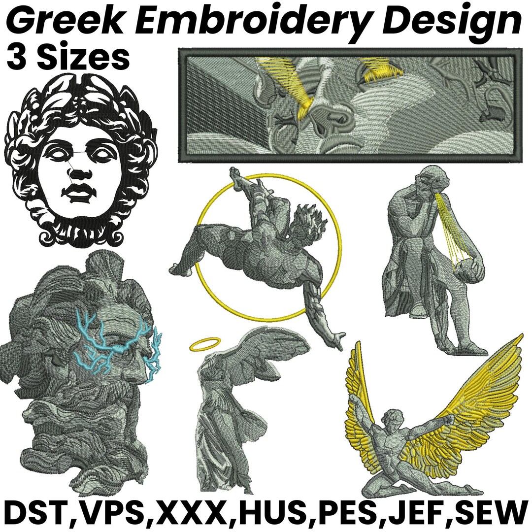 Statue Embroidery Designs, Greek Statue Embroidery, Greek Sculpture ...