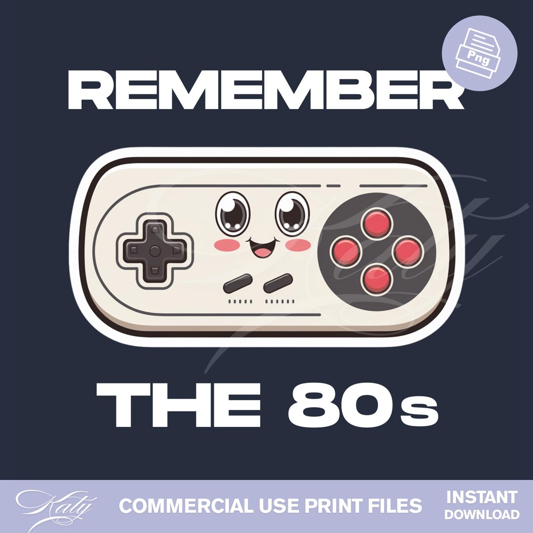 Cute 80s Video Game PNG | Vintage Gamer Controller Graphic Download - Etsy