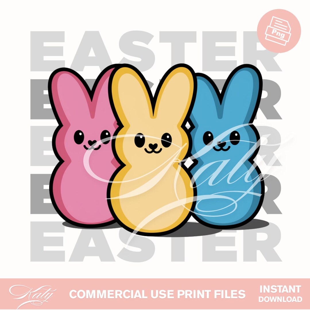 Easter Peeps Bunny PNG – Cute Pastel Bunny Clipart for Sublimation, T ...