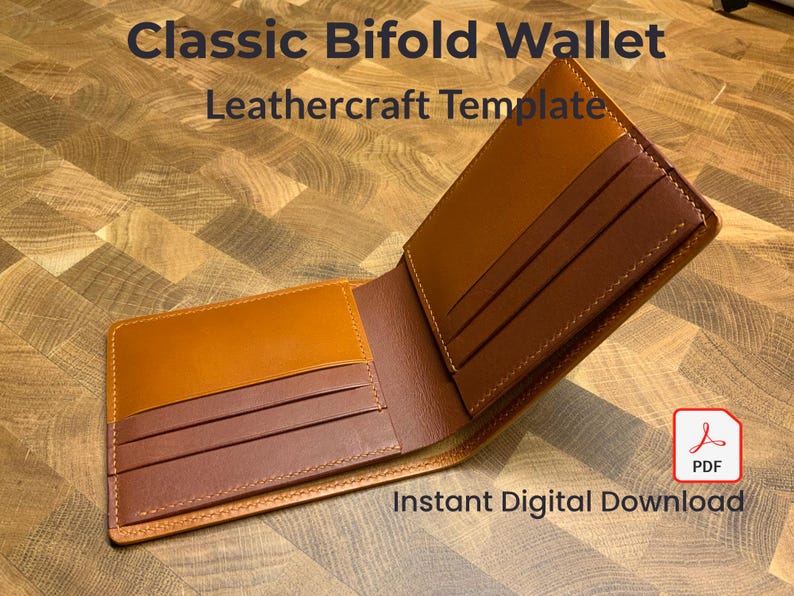 Classic Bifold Wallet Pattern – Leathercraft PDF Template | Digital ...