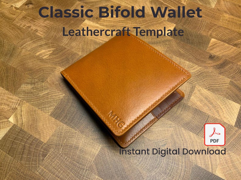 Classic Bifold Wallet Pattern – Leathercraft PDF Template | Digital ...