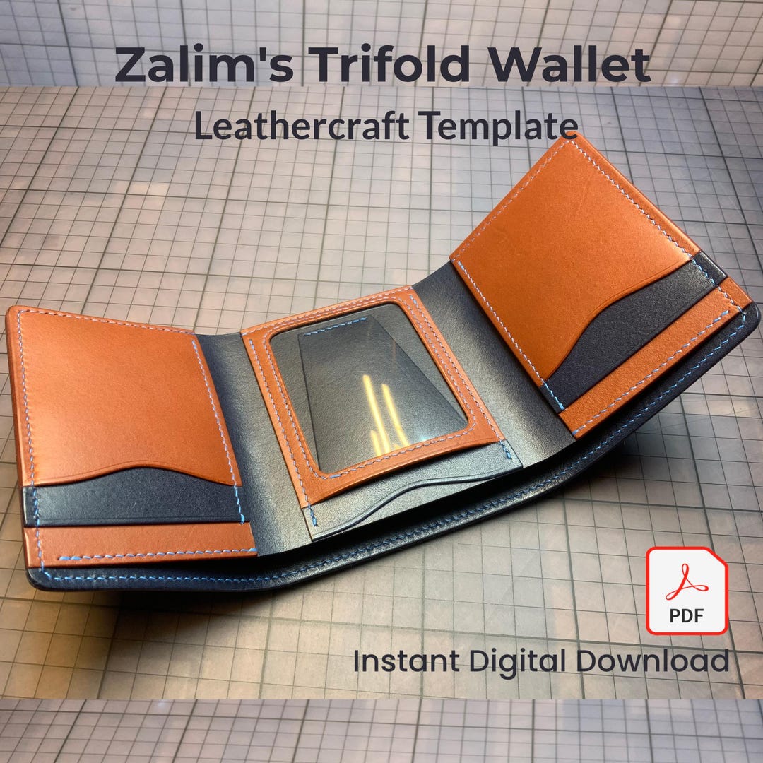 Leather Trifold Wallet Template – DIY Leathercrafting Pattern (PDF ...
