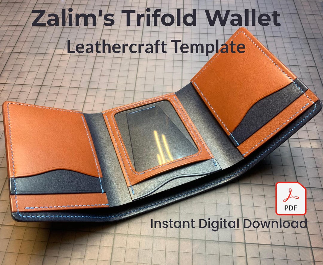 Leather Trifold Wallet Template – DIY Leathercrafting Pattern (PDF ...