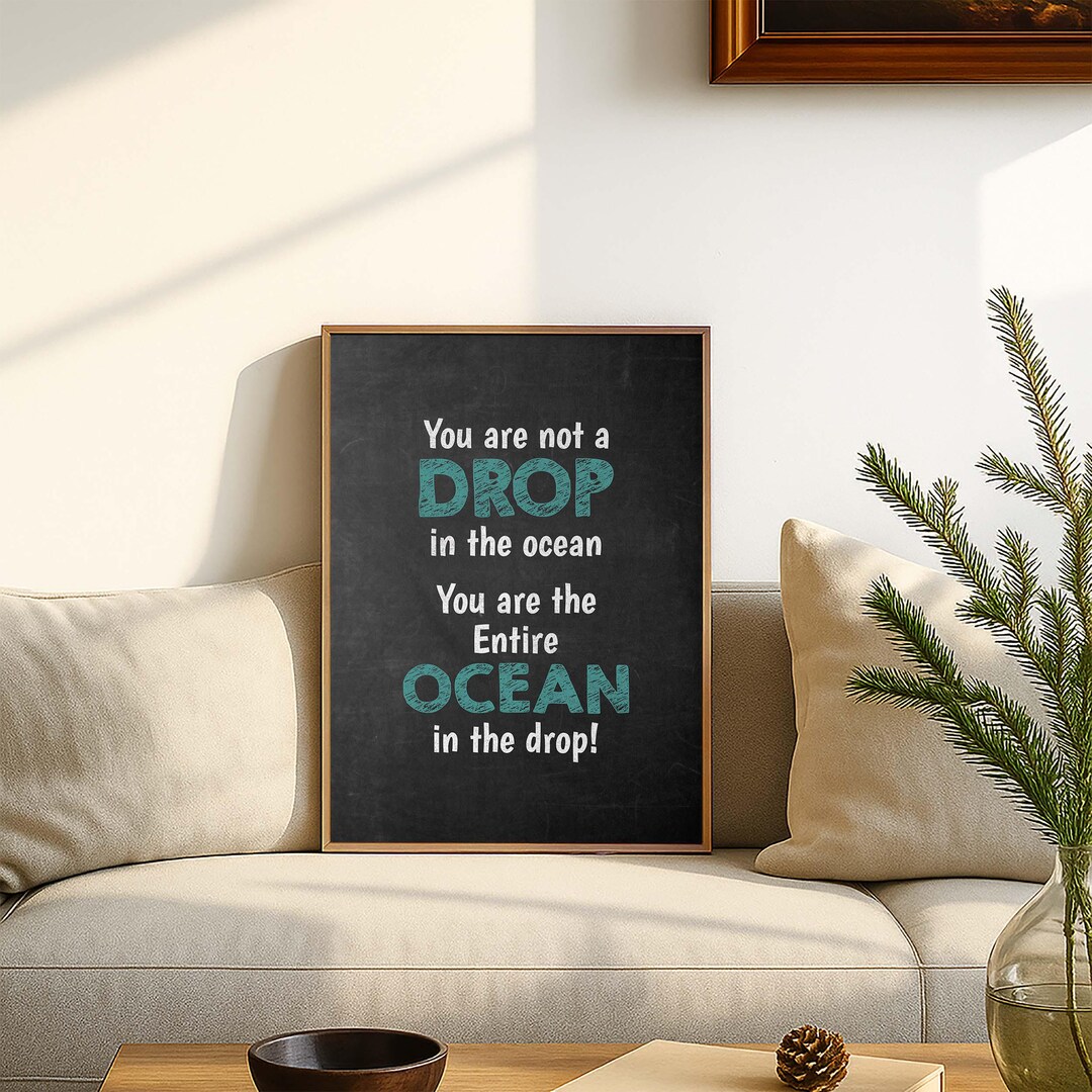 Inspirational Chalkboard Quote Poster, Teal Typography Printable Wall ...