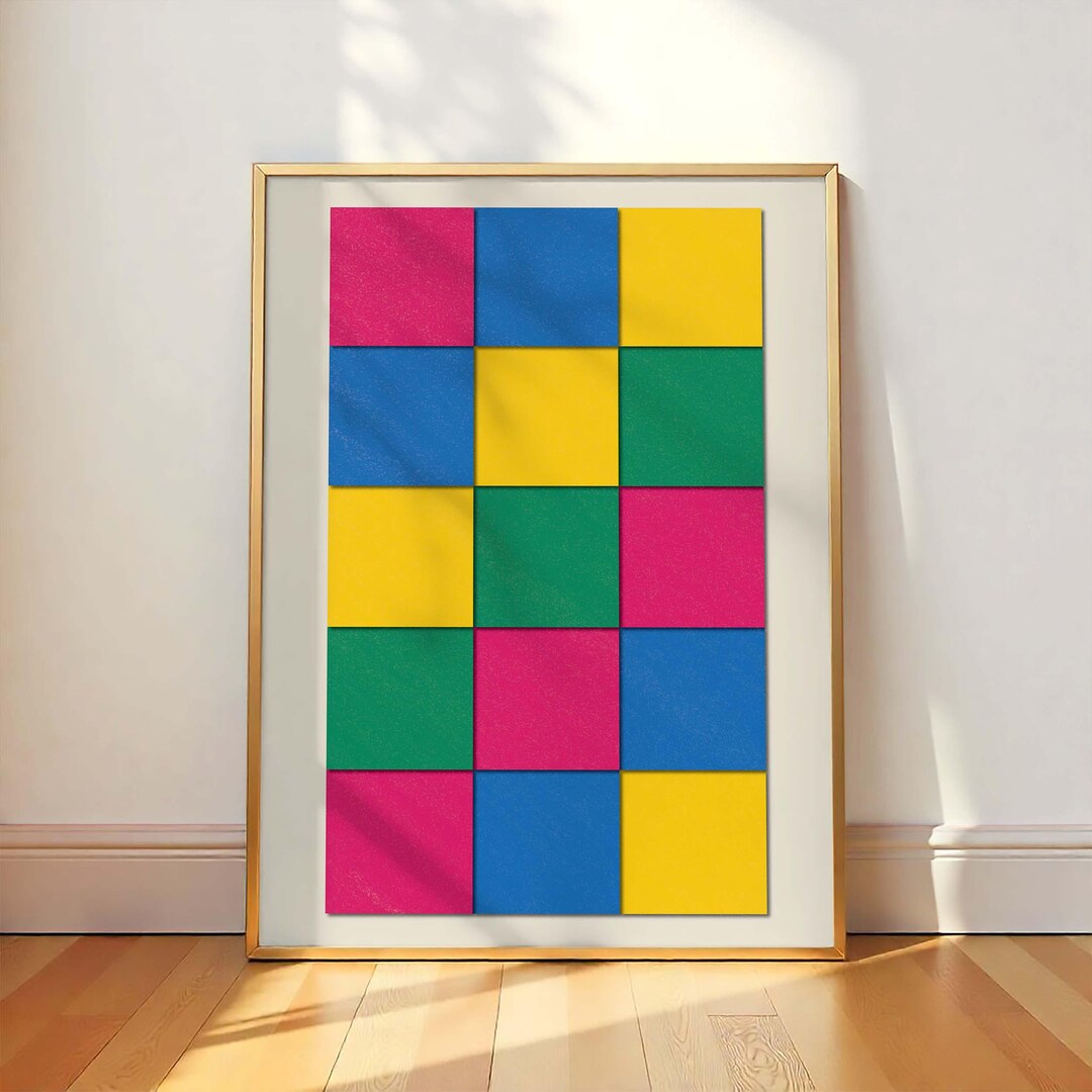 Dopamine Core Style Block Wall Art, Large Color Check Print, Modern ...