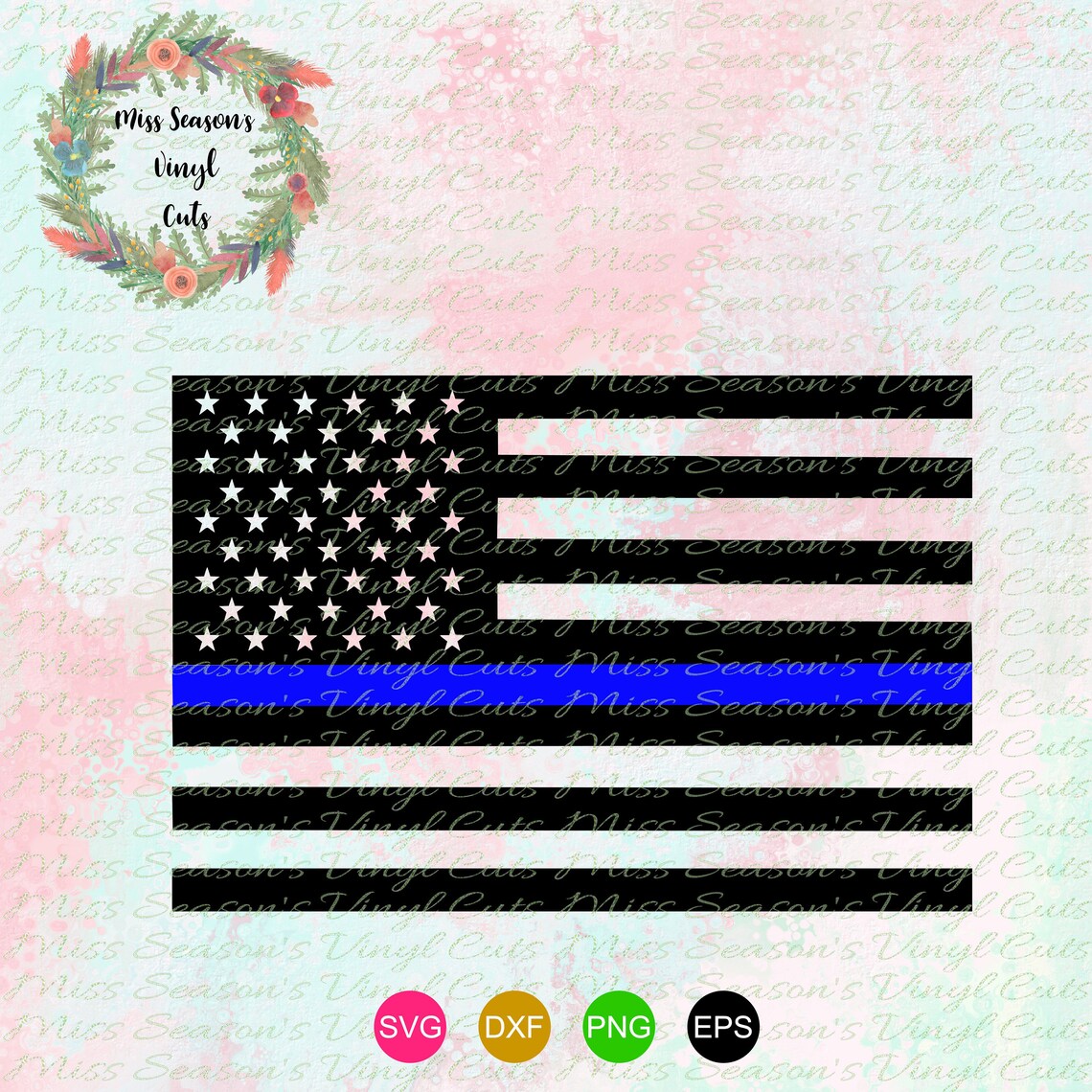 Thin Blue Line American Flag Svg/vector File & DXF Police - Etsy