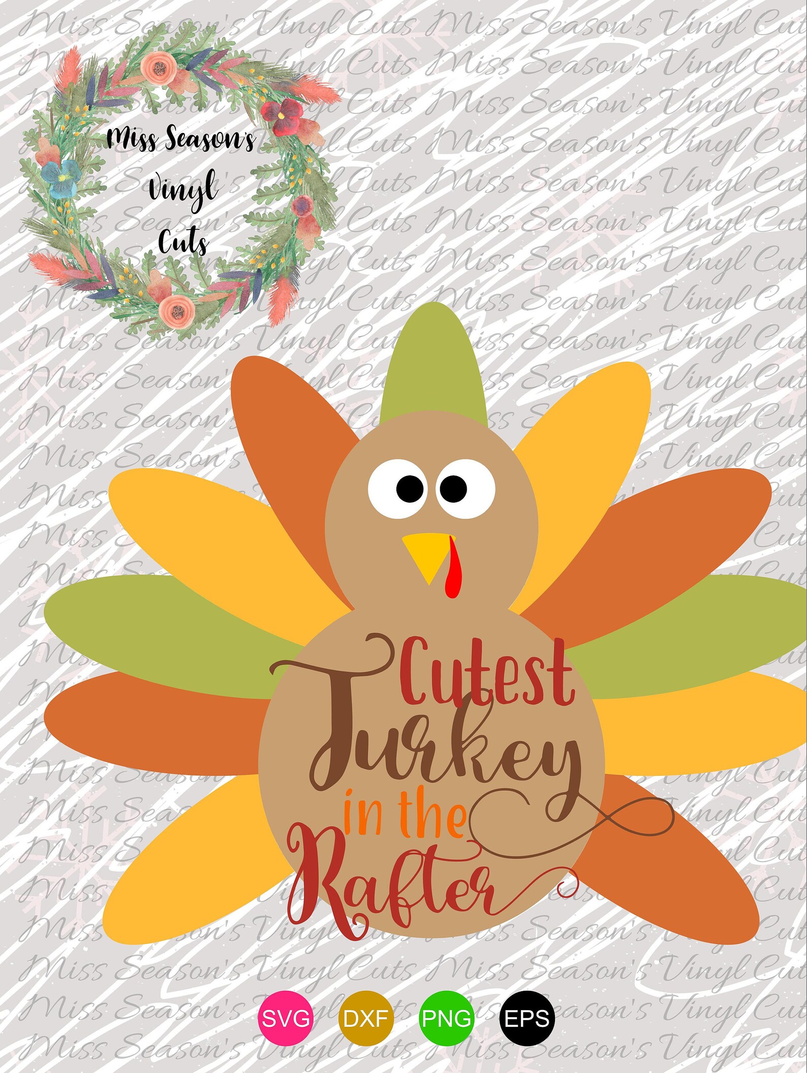 Cutest Turkey in the Rafter Svg Dxf Eps Png Cut File - Etsy